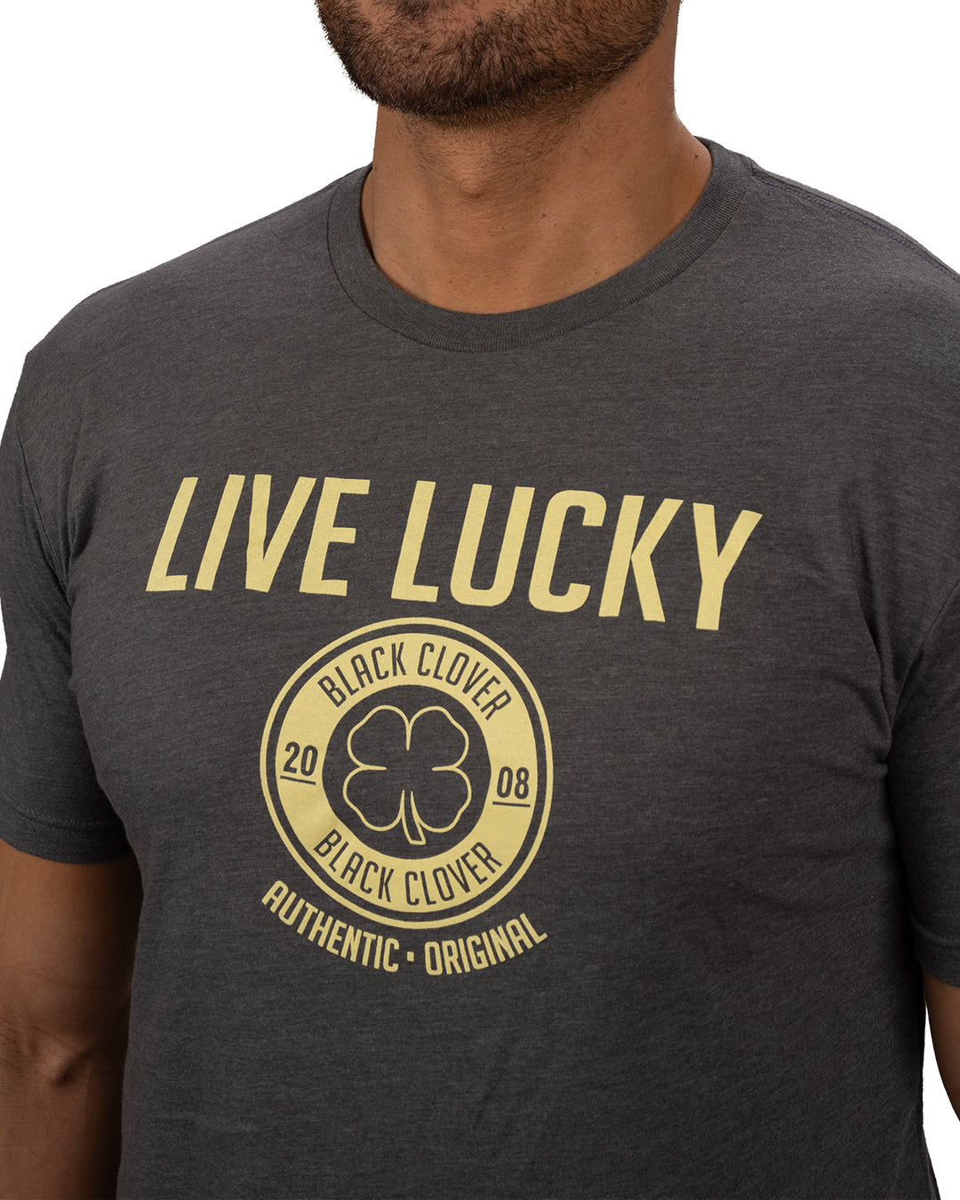 Men's Heather Gray and Yellow Graphic Tee | Black Clover Apparel