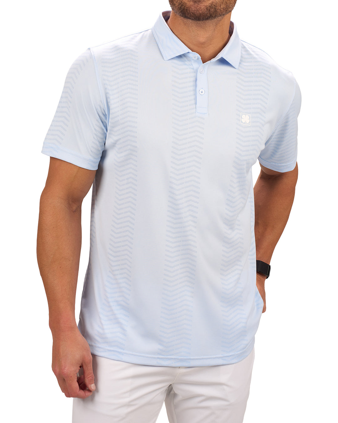 Men's Versatile Light Blue Solid Patterned Polo | Black Clover Apparel