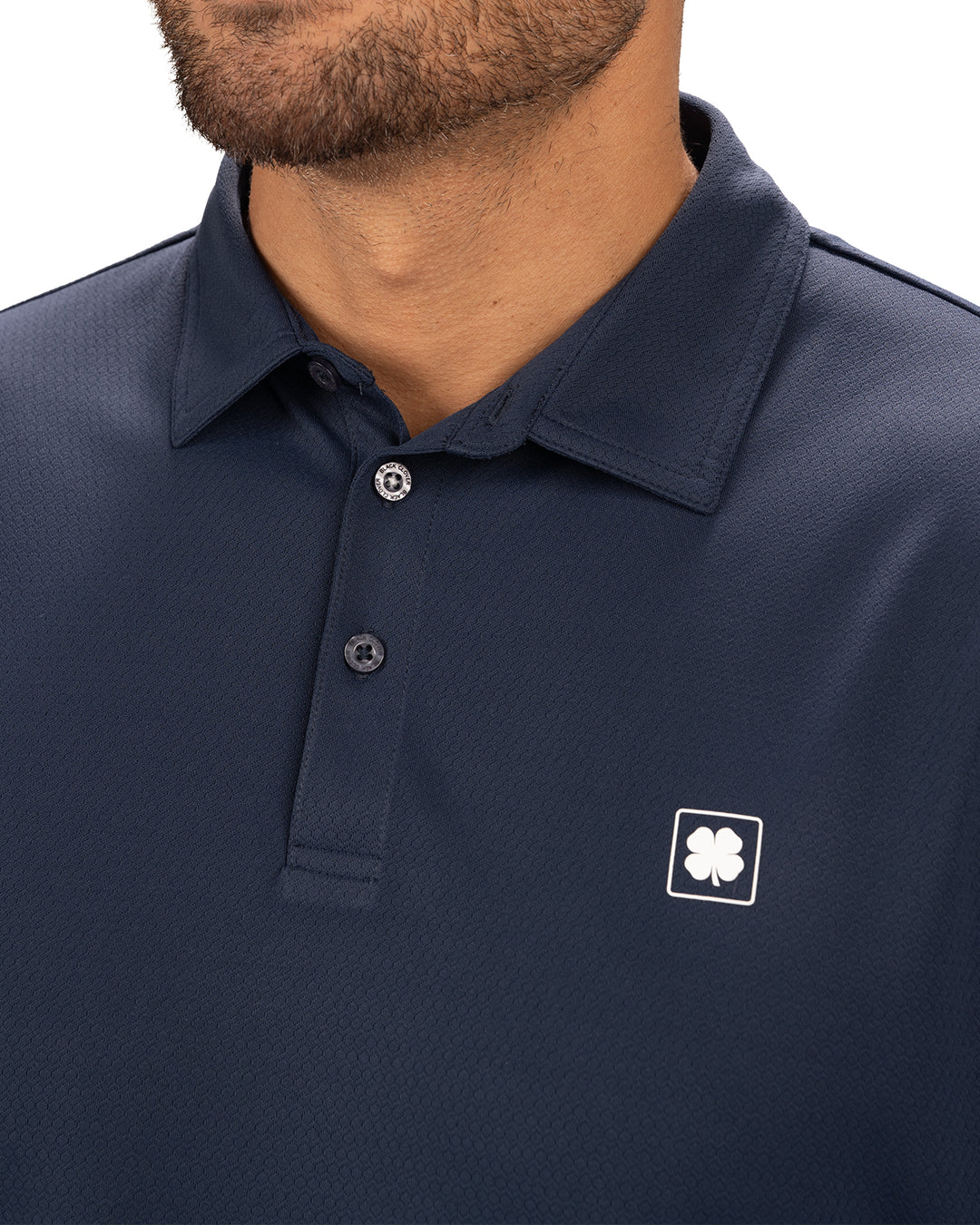 Stylish Solid Navy Blue Jacquard Golf or Business Polo | Black Clover ...