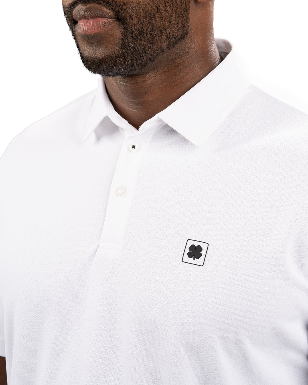 Stylish Solid White Jacquard Golf or Business Polo | Black Clover Apparel