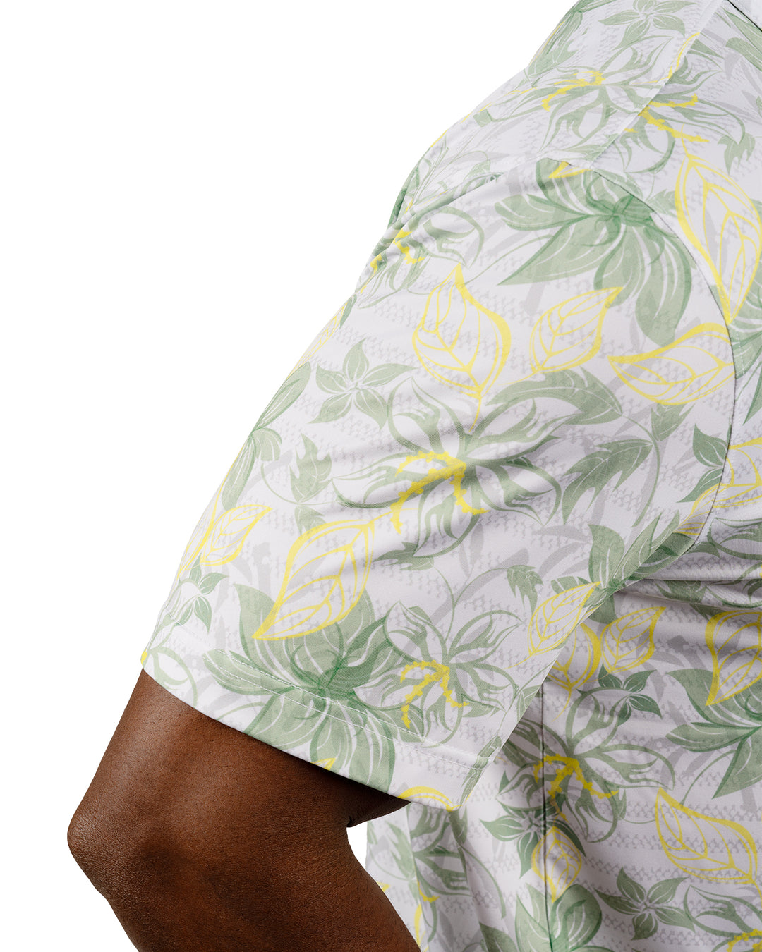 Men's First Major Spring Green and White Tropical Golf Polo | Black ...