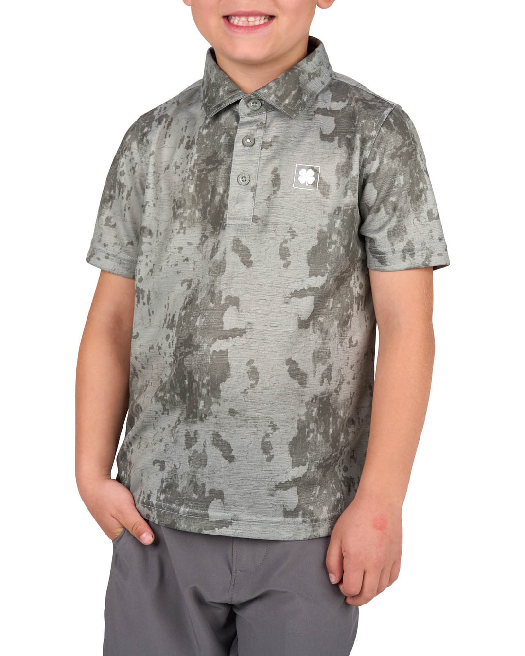 Kids' Tone-on-Tone Green Print Polo for Golf or Play | Black Clover Apparel