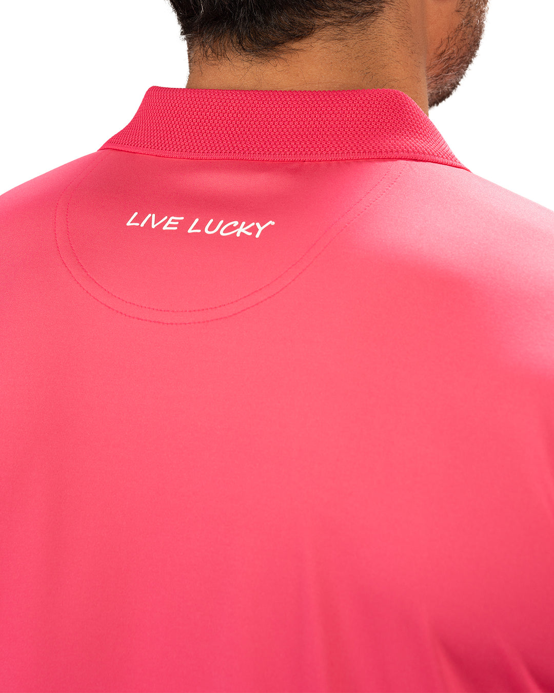 Solid Pink Raspb Golf or Business Polo with Black Clover Embellishment ...