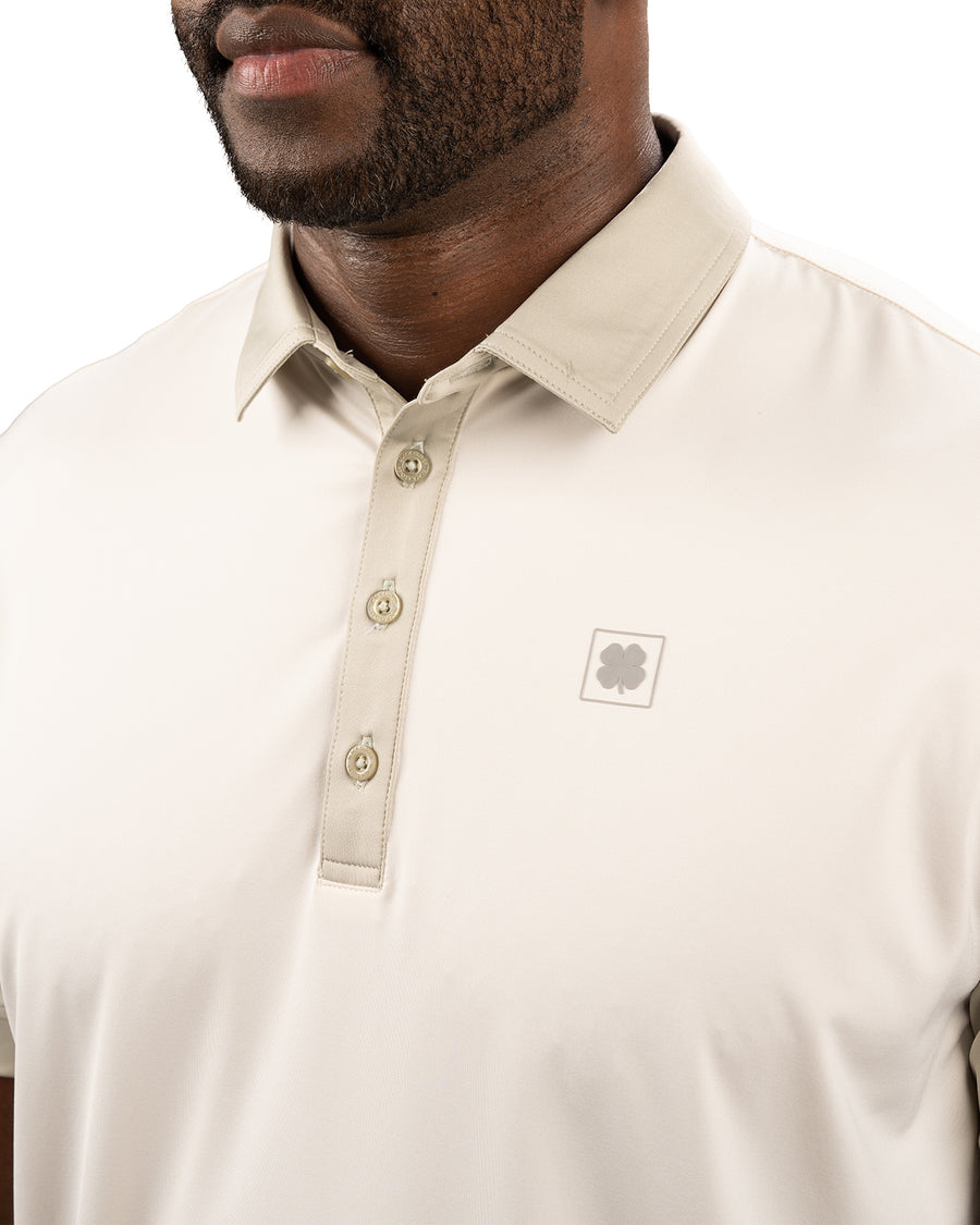Men's Cream Golf or Business Polo with Tan Collar and Arms | Black ...