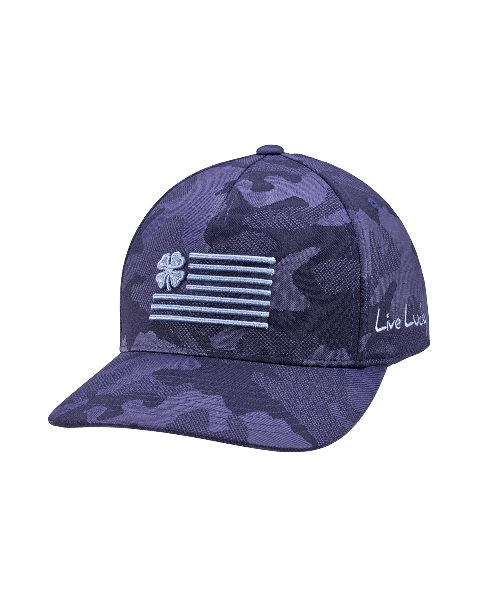 Unisex Adjustable Blue USA Flag Patriotic Hat with Camo – Black Clover