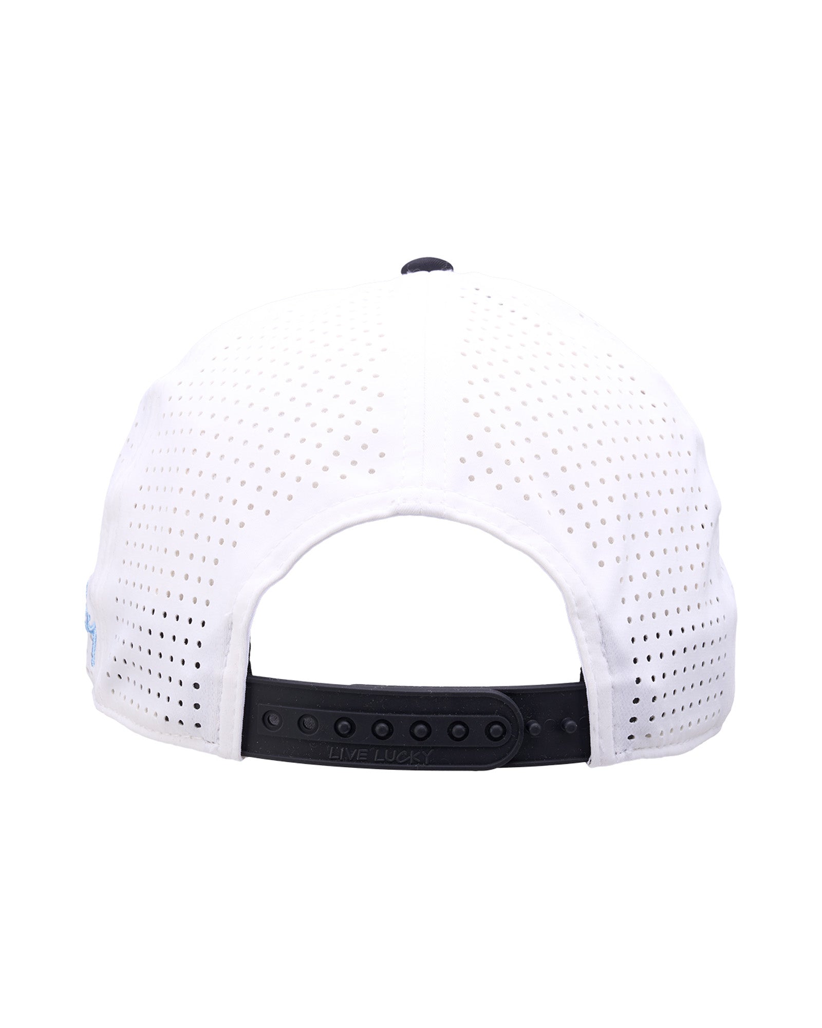 Light Blue and Black Perforated Golf Hat with White Clover – Black Clover