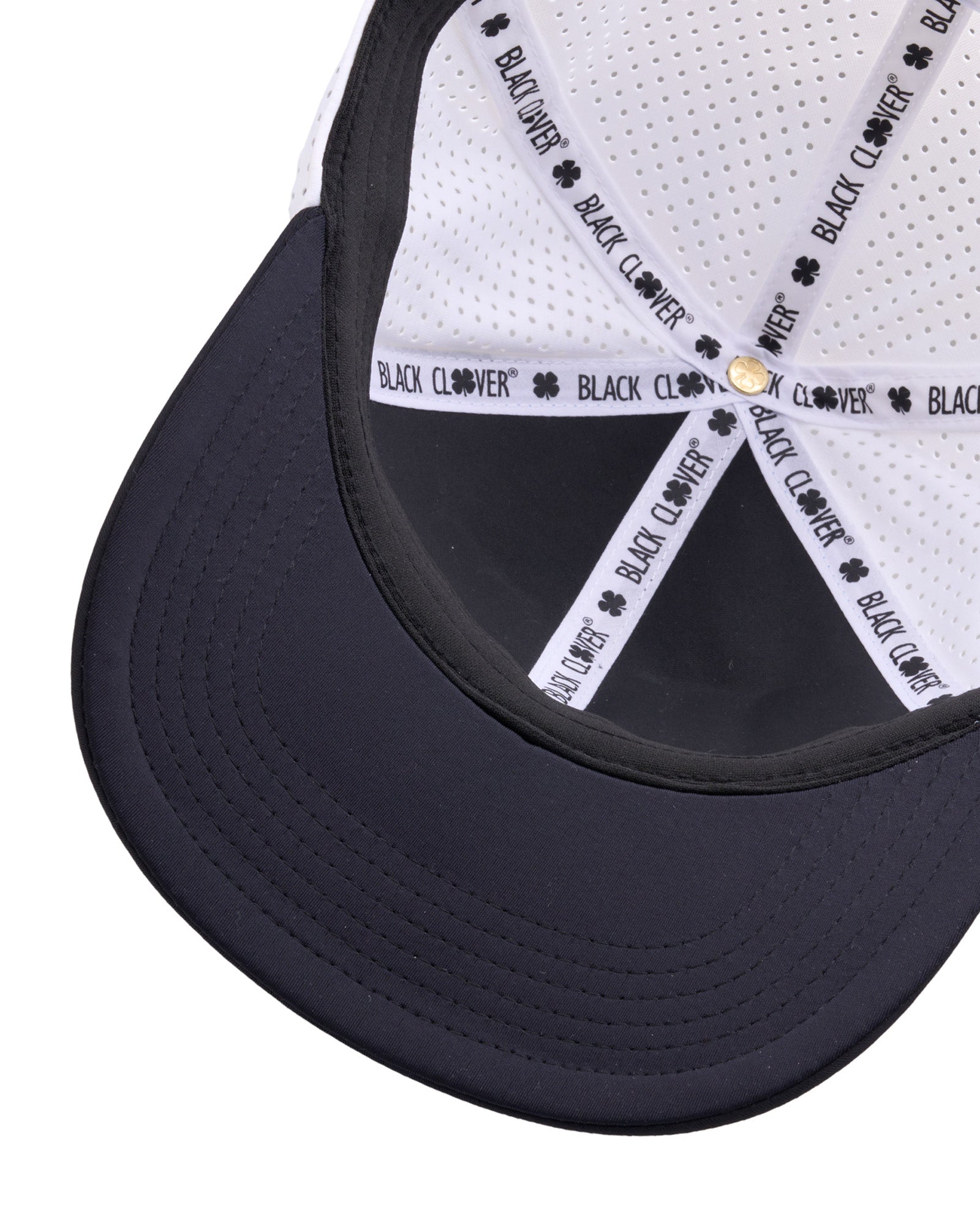 Light Blue and Black Perforated Golf Hat with White Clover – Black Clover