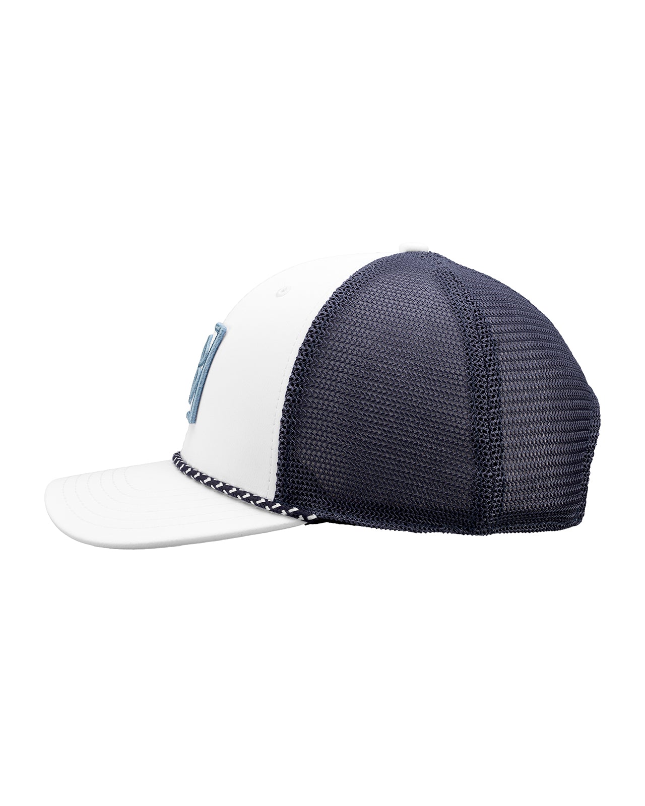 White and Blue Mesh Golf Hat with Clover Icon – Black Clover